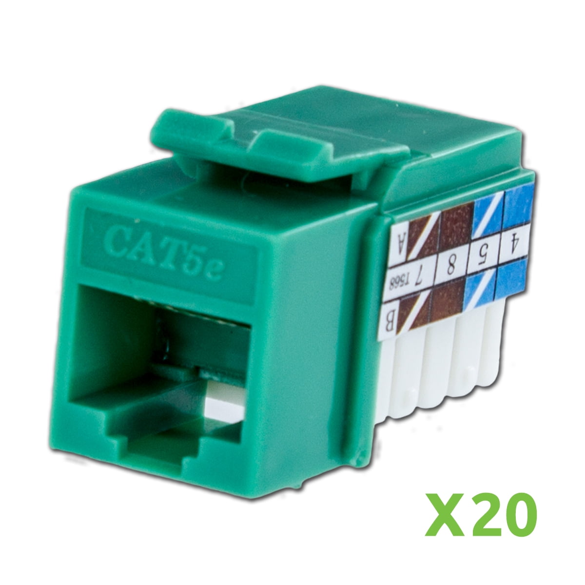 NavePoint CAT5e Ethernet Female Keystone Right Angle Green 20-pack ...
