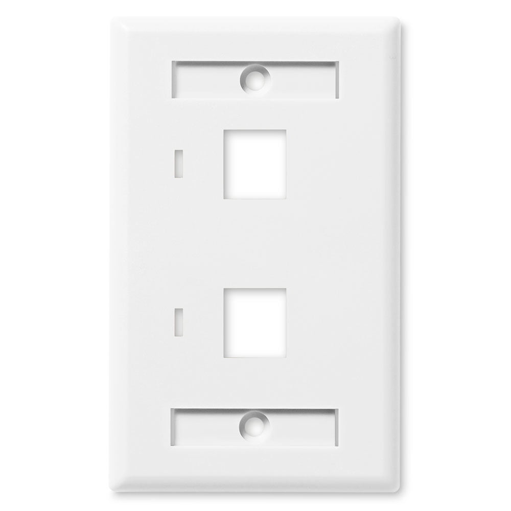 NavePoint Keystone Jack Wall Plate 2-Port, Low Profile, Single Gang ...