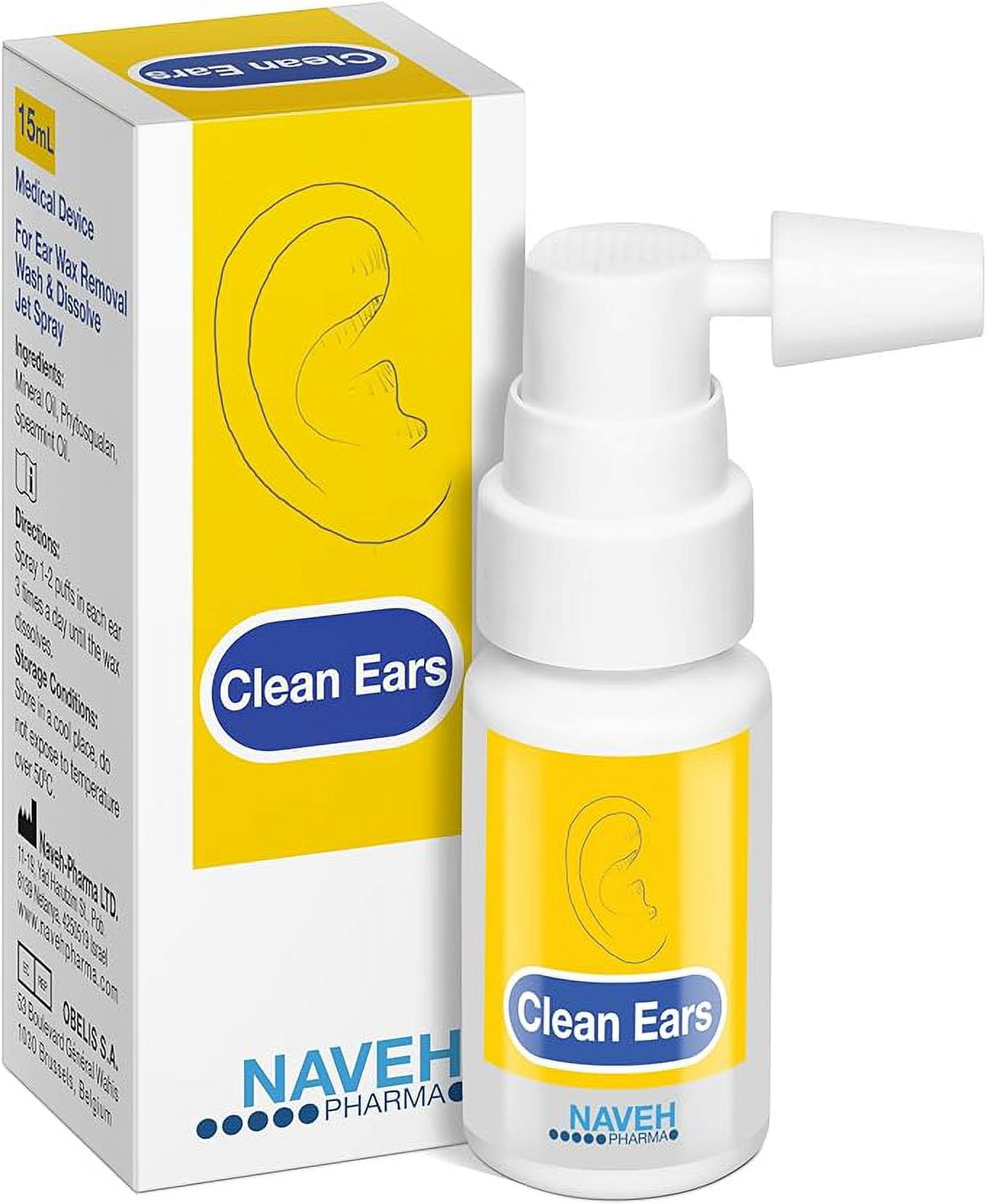 Naveh Pharma CleanEars Earwax Removal Spray Ear Wax Softener Cleaner ...