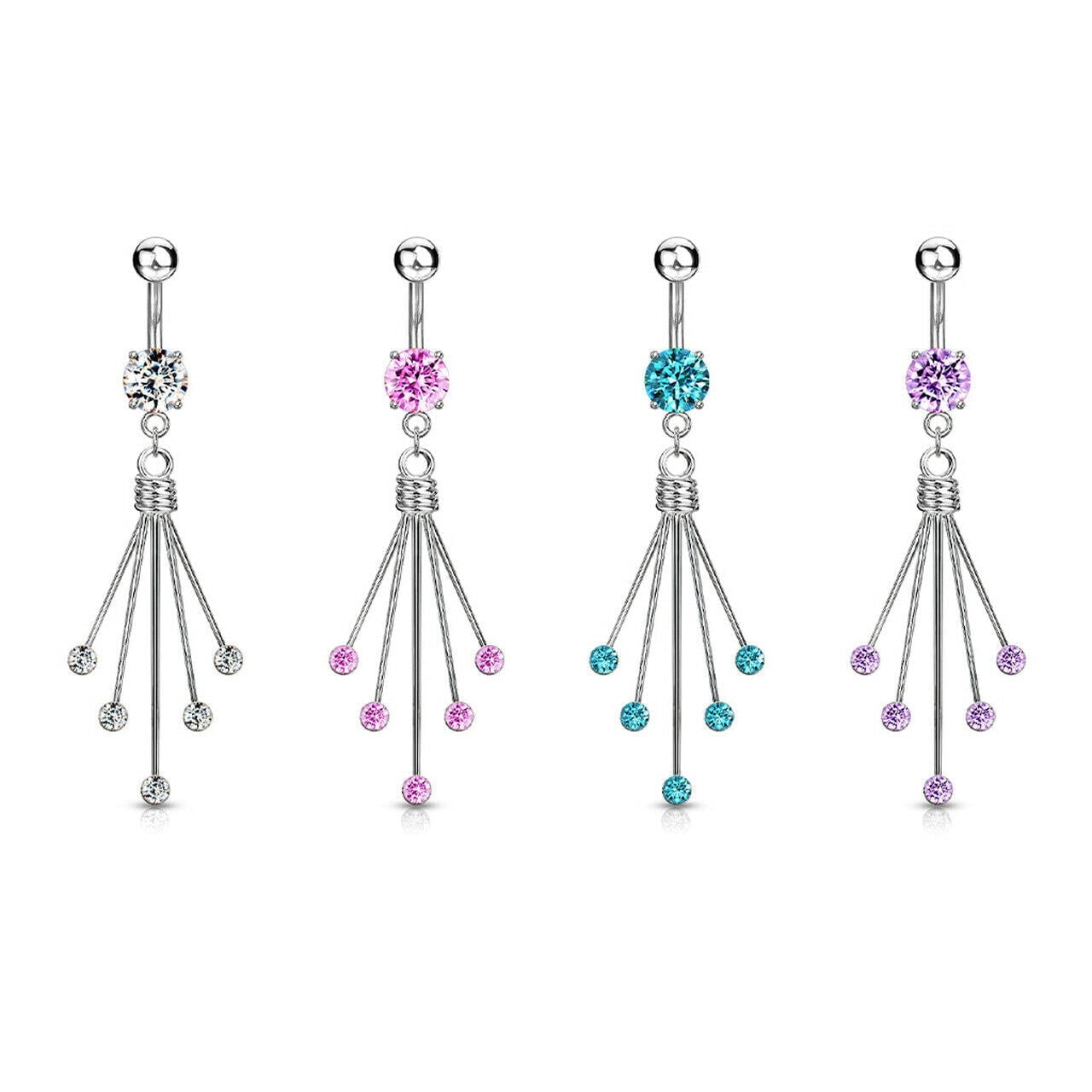 Navel Belly Ring Titanium Shaft with Round dangle CZ 14 Gauge - Walmart.com