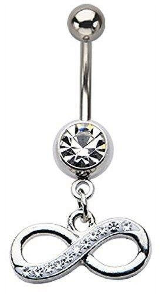 Navel Ring 14g 3/8s Navel with Gemmed Infinity Dangle Charm Belly ...