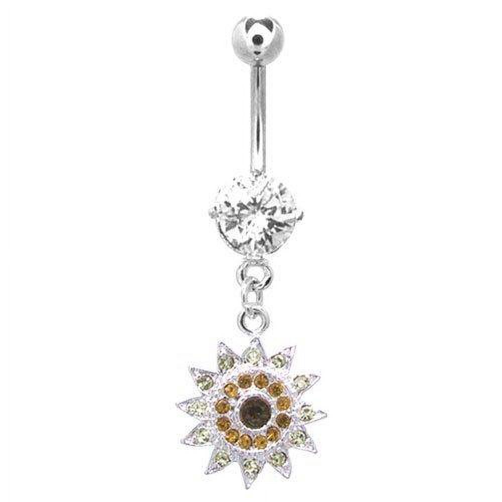 Navel Ring Swarovski Crystals, 316l, Sun, Belly Button Rings - Walmart.com