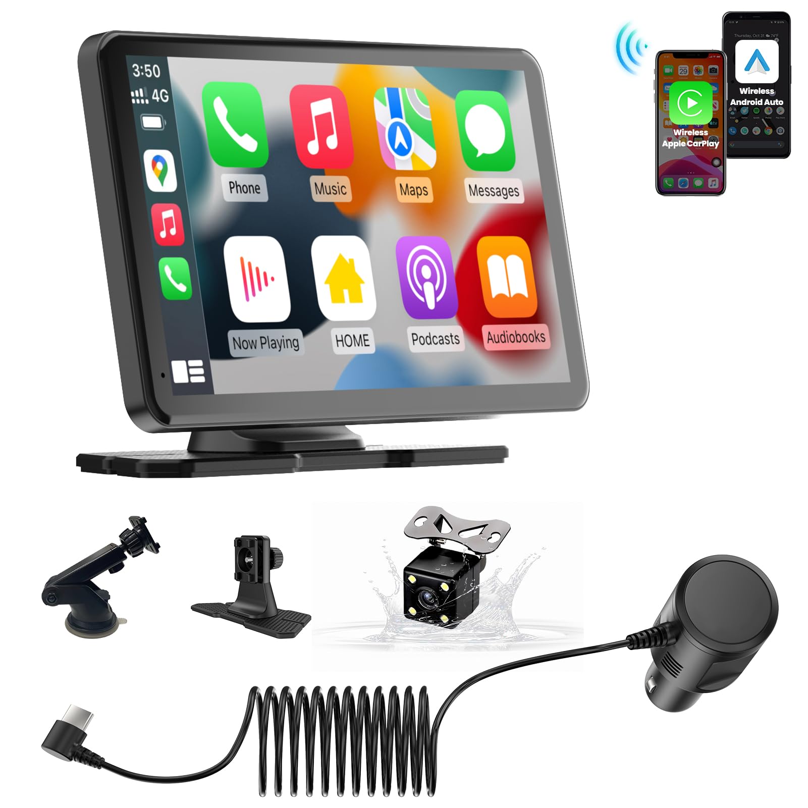 NaviCam Wireless Carplay Car Stereo, 2024 Portable 7" HD Touchscreen ...