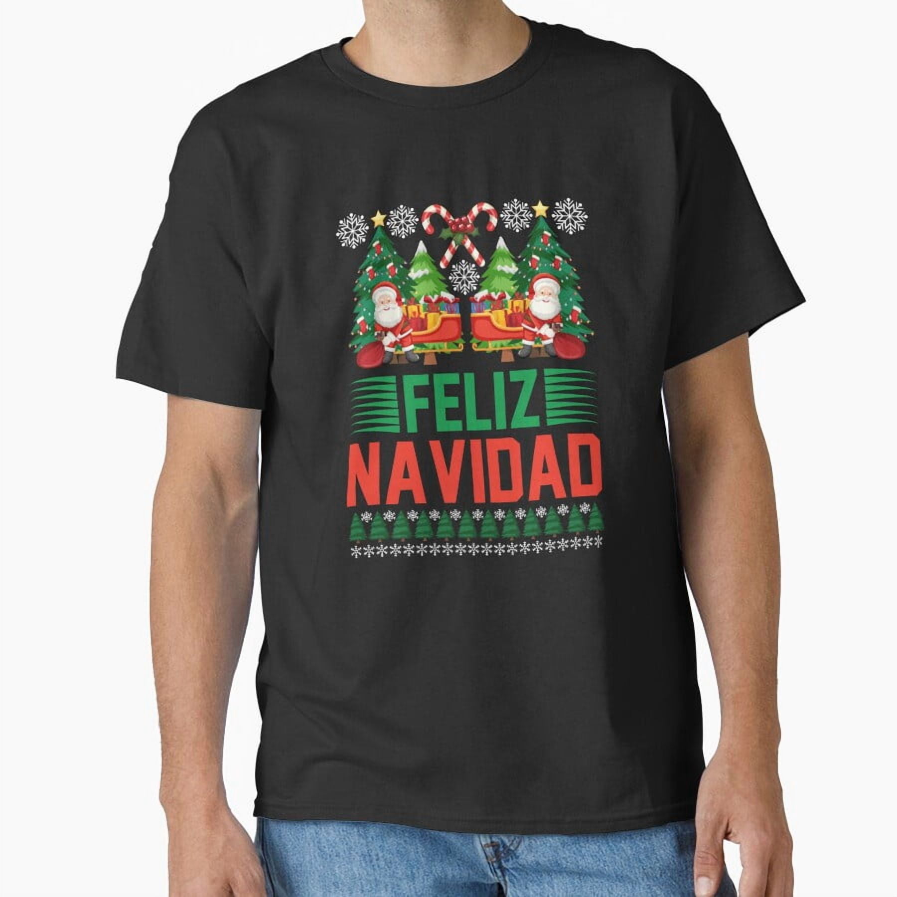 Navidad Tree Candy Cane Jolly Hat Festive Holiday Unisex T-Shirt, up to ...