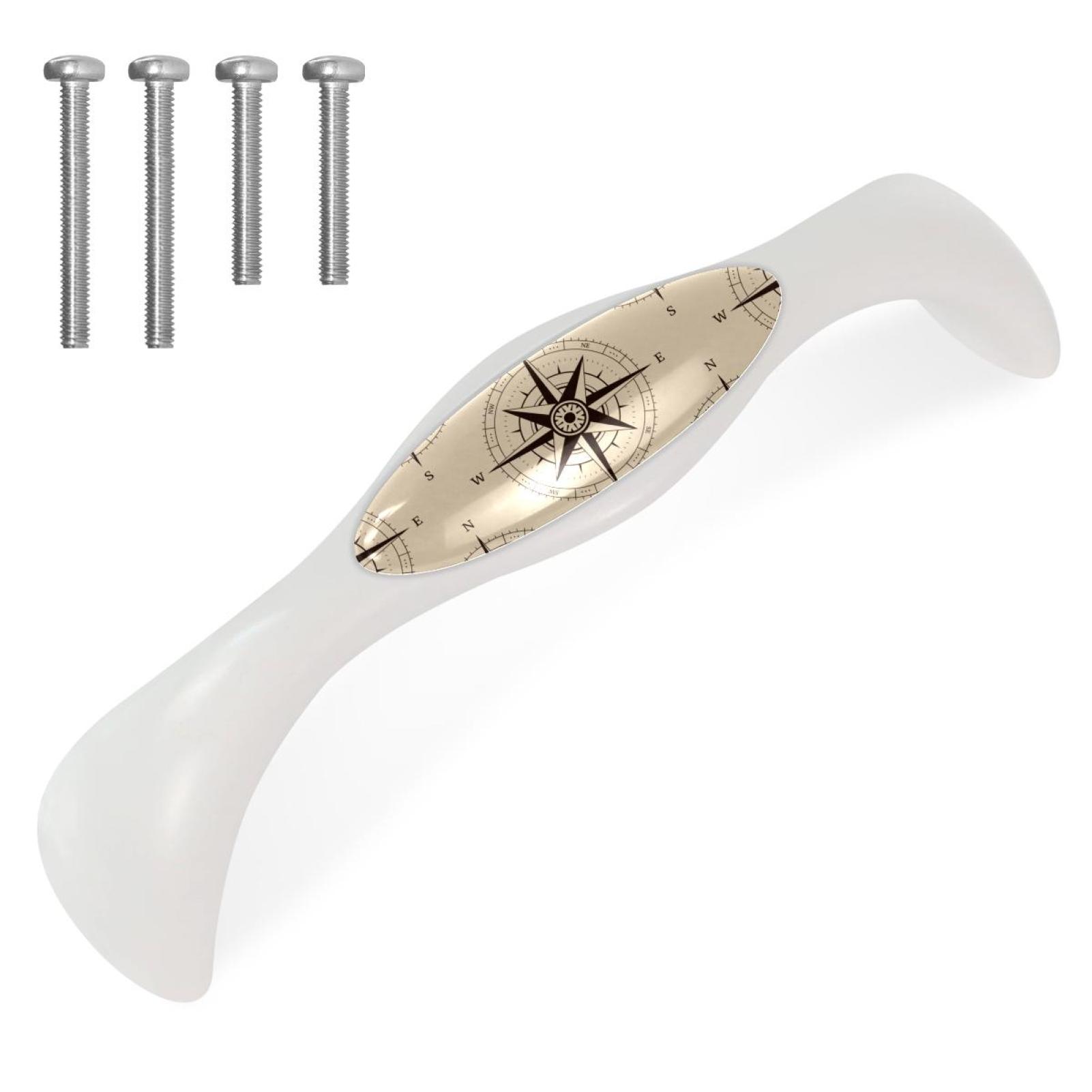 Navigation Compass Knob 4 Pack Arched Drawer Pulls Crystal Glass White ...