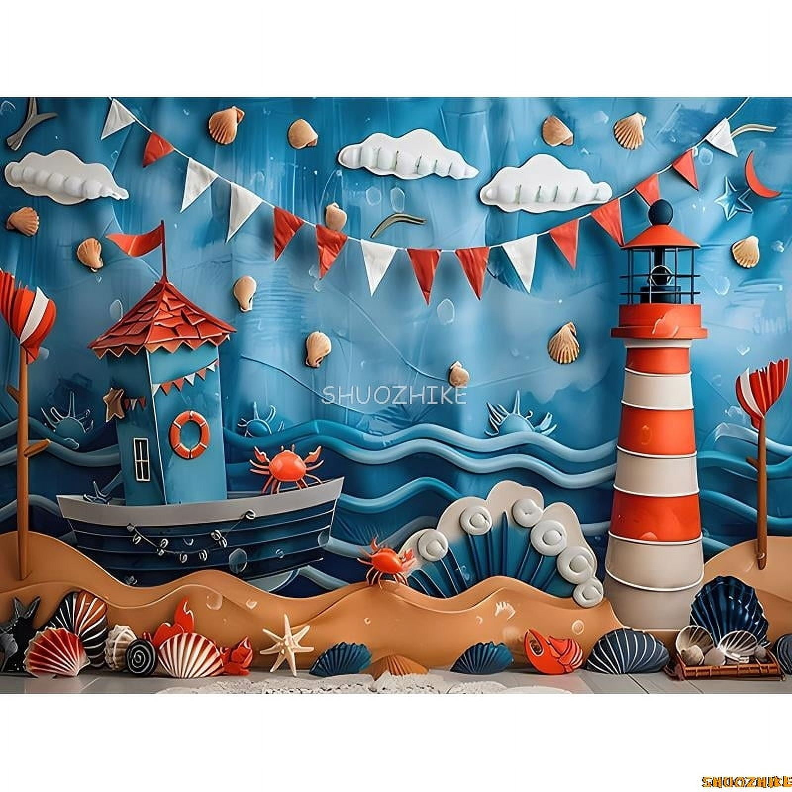 Navigation Sailboat Star Theme Photography Backdrops Birthday Party r ...