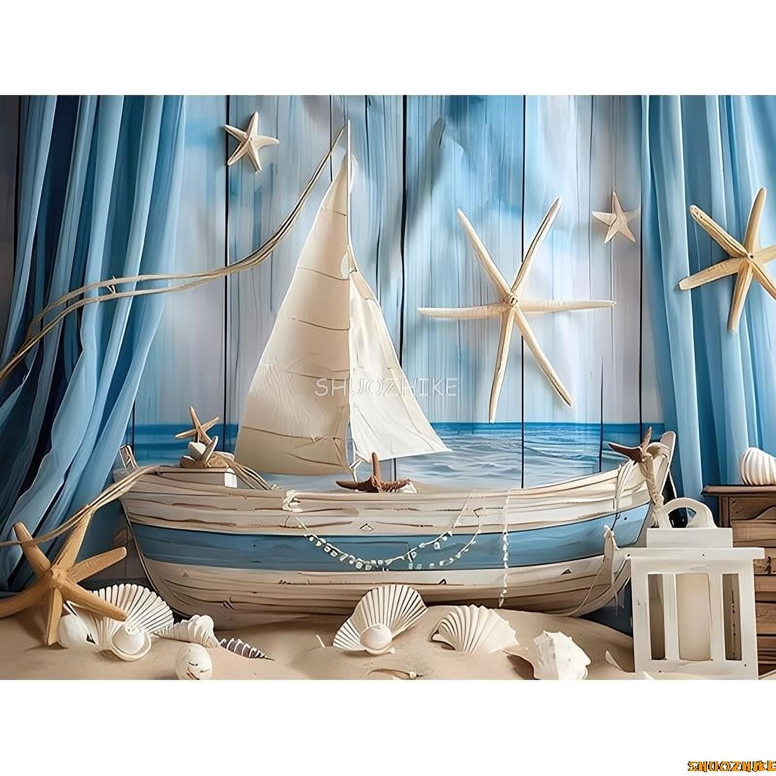 Navigation Sailboat Star Theme Photography Backdrops Birthday Party r ...