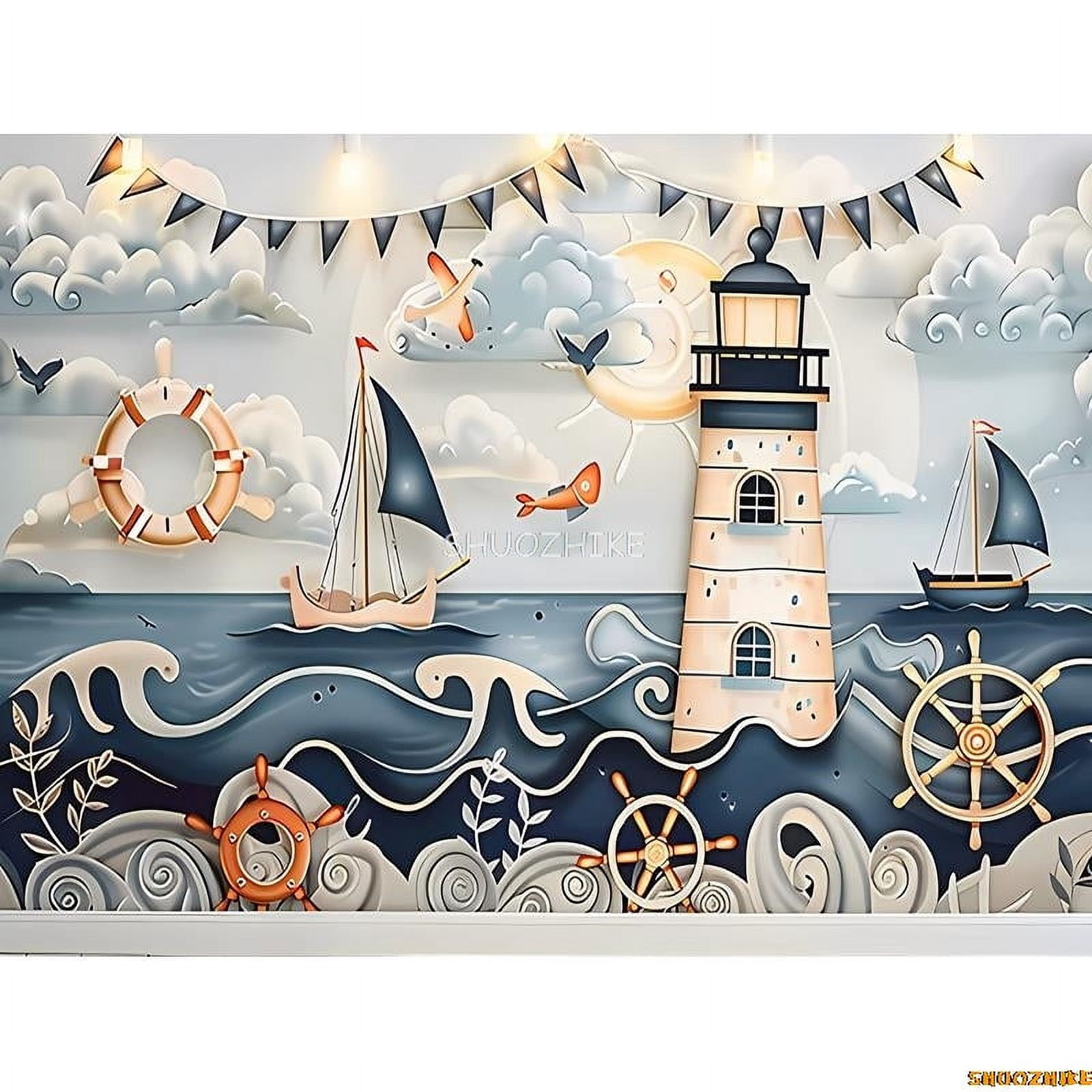 Navigation Sailboat Star Theme Photography Backdrops Birthday Party r ...
