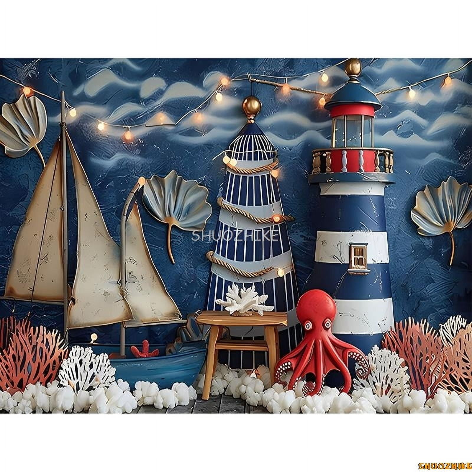 Navigation Sailboat Star Theme Photography Backdrops Birthday Party r ...