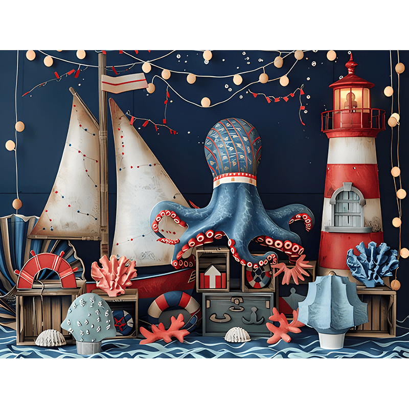 Navigation Sailboat StarTheme Photography Backdrops Birthday Party ...
