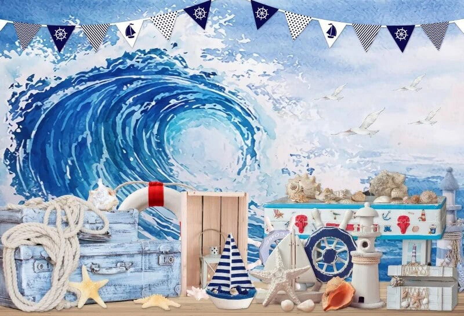Navigation Theme Baby Room Backdrop Boat-Shape Fishnet Treasure Captain ...