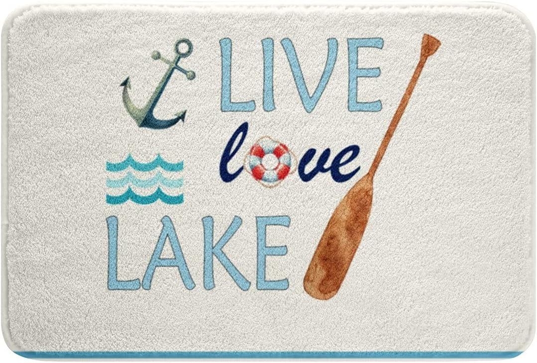 Navigation Theme Bathroom Rug Mat,16"x24" Live Love Lake Plush Bathroom ...