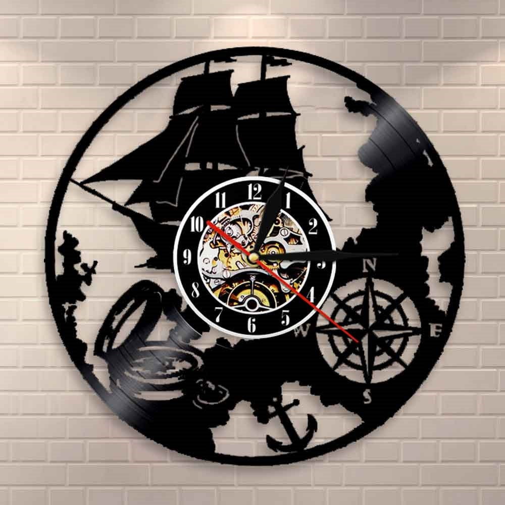 Navigation Theme Vinyl Record Wall Clock Sailor Magical Wall Lamp ...