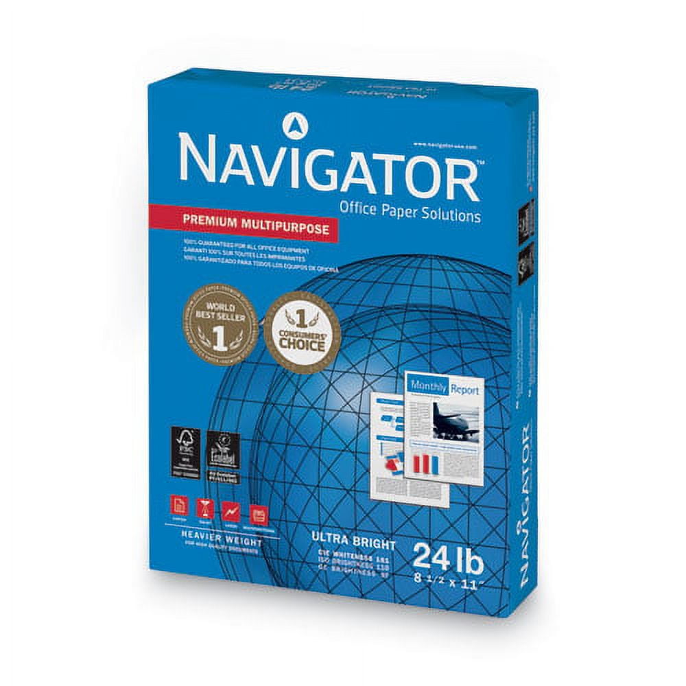 Navigator Premium Multipurpose Copy Paper, 97 Bright, 24 lb Bond Weight ...