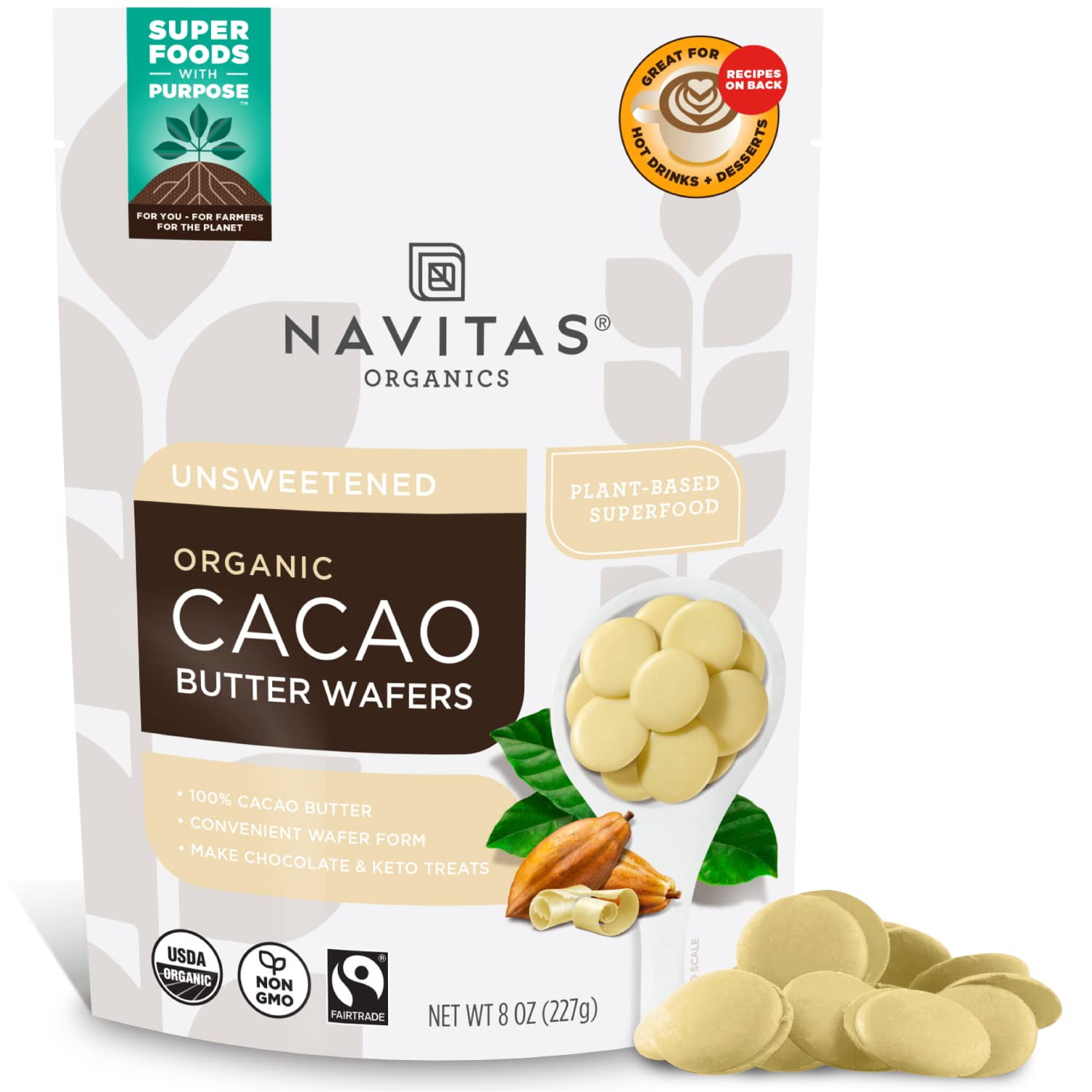 Navitas Organic Cacao Butter Wafers 8 oz (Pack Of 6) - Walmart.com