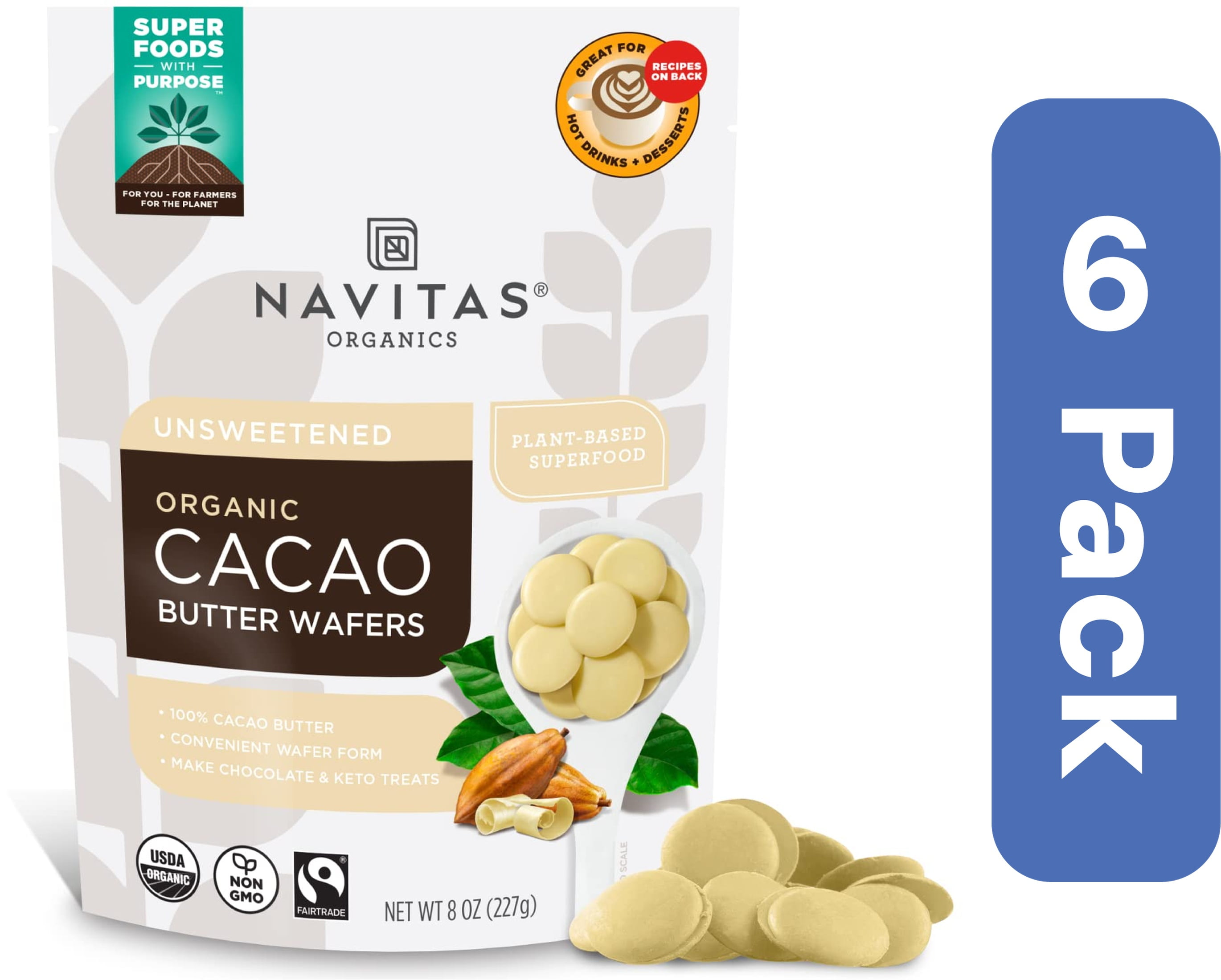Navitas Organic Cacao Butter Wafers 8 oz (Pack Of 6) - Walmart.com