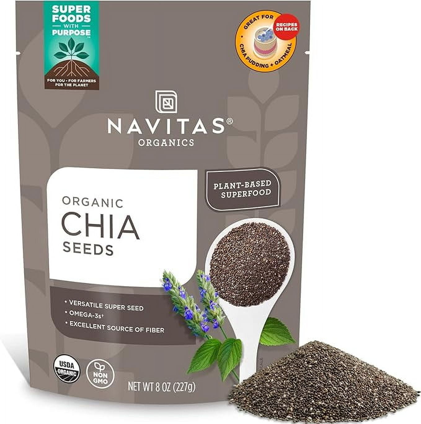 Navitas Organics Chia Seeds, 8 oz. Bag, 19 Servings - Organic, Non-GMO ...