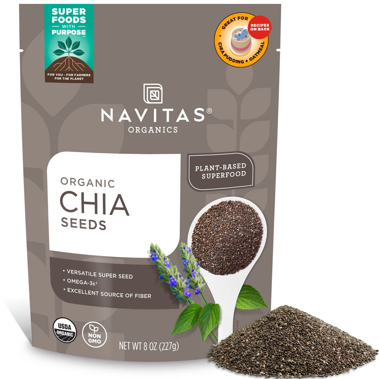 Navitas Organics Chia Seeds DEF29 - For Chia Pudding, Smoothies, Baking ...