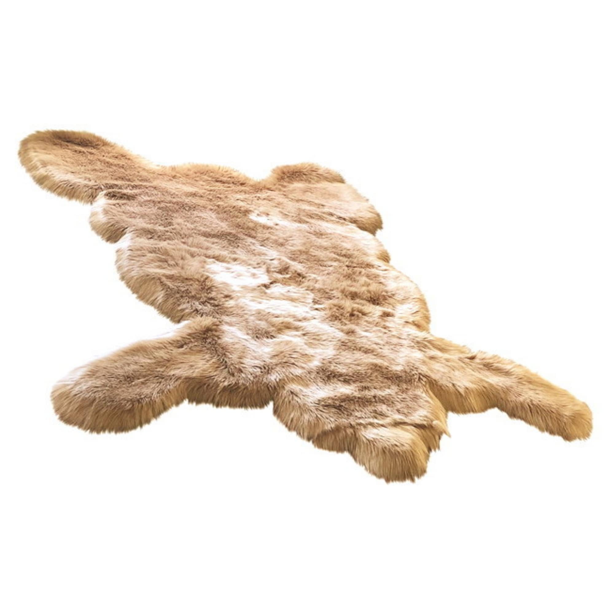 Navitz Ovella Home Premium Faux Bearskin Pelt Area Rug Camel 6' x 9' 5 ...