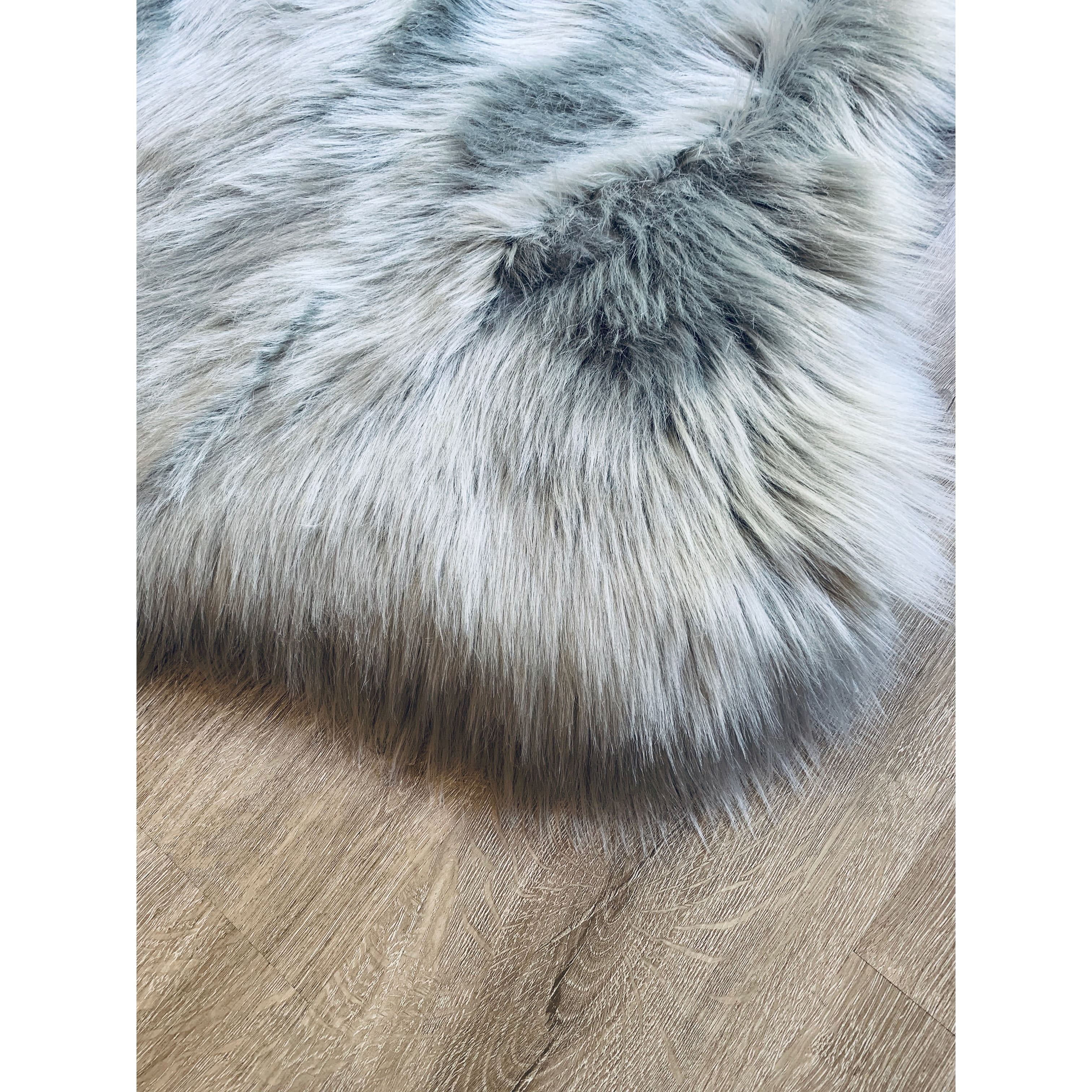 Navitz Ovella Home Premium Faux Bearskin Pelt Area Rug Grey 4' x 6' 5 ...