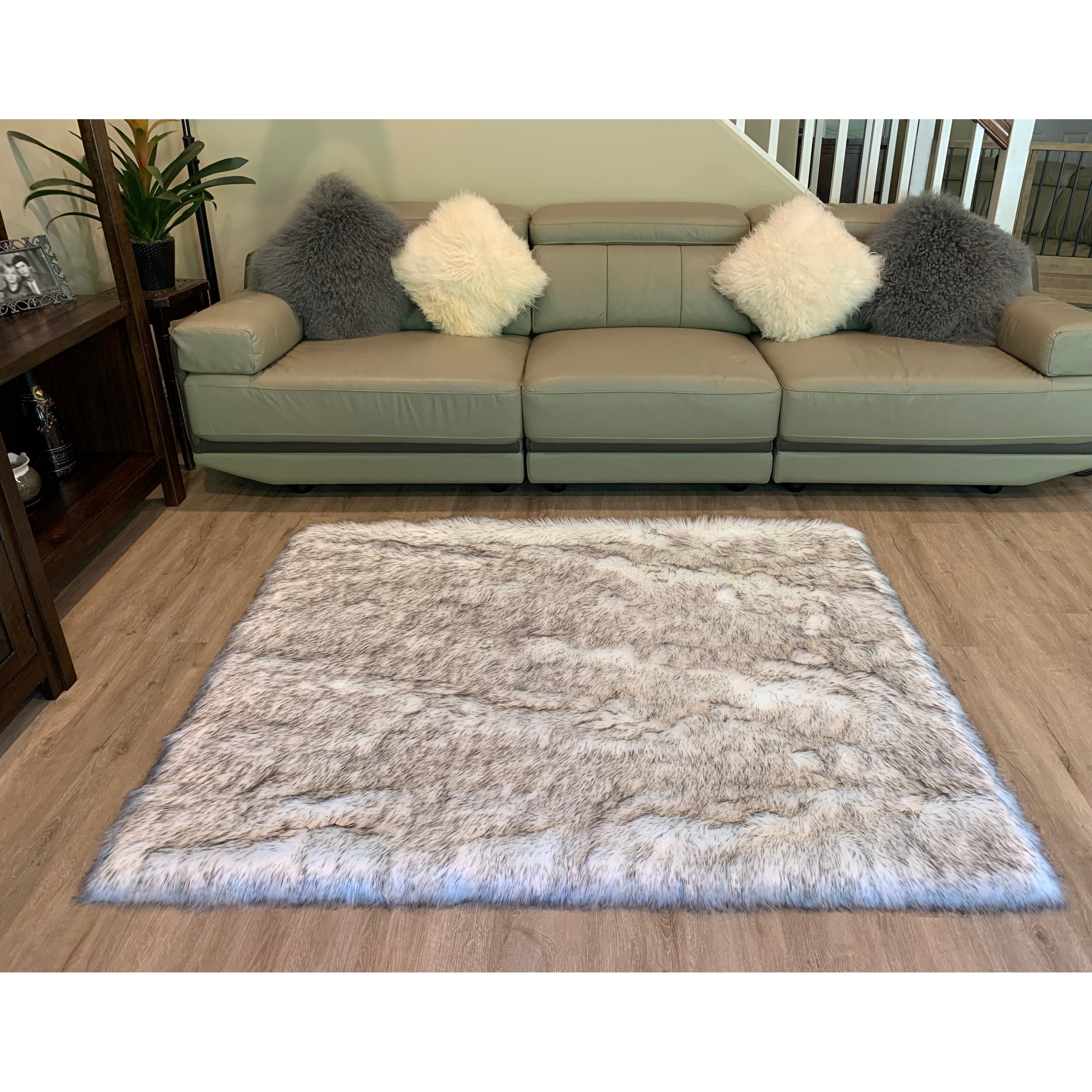 Navitz Ovella Home Premium Faux Sheepskin Shag Square Area Rug White ...