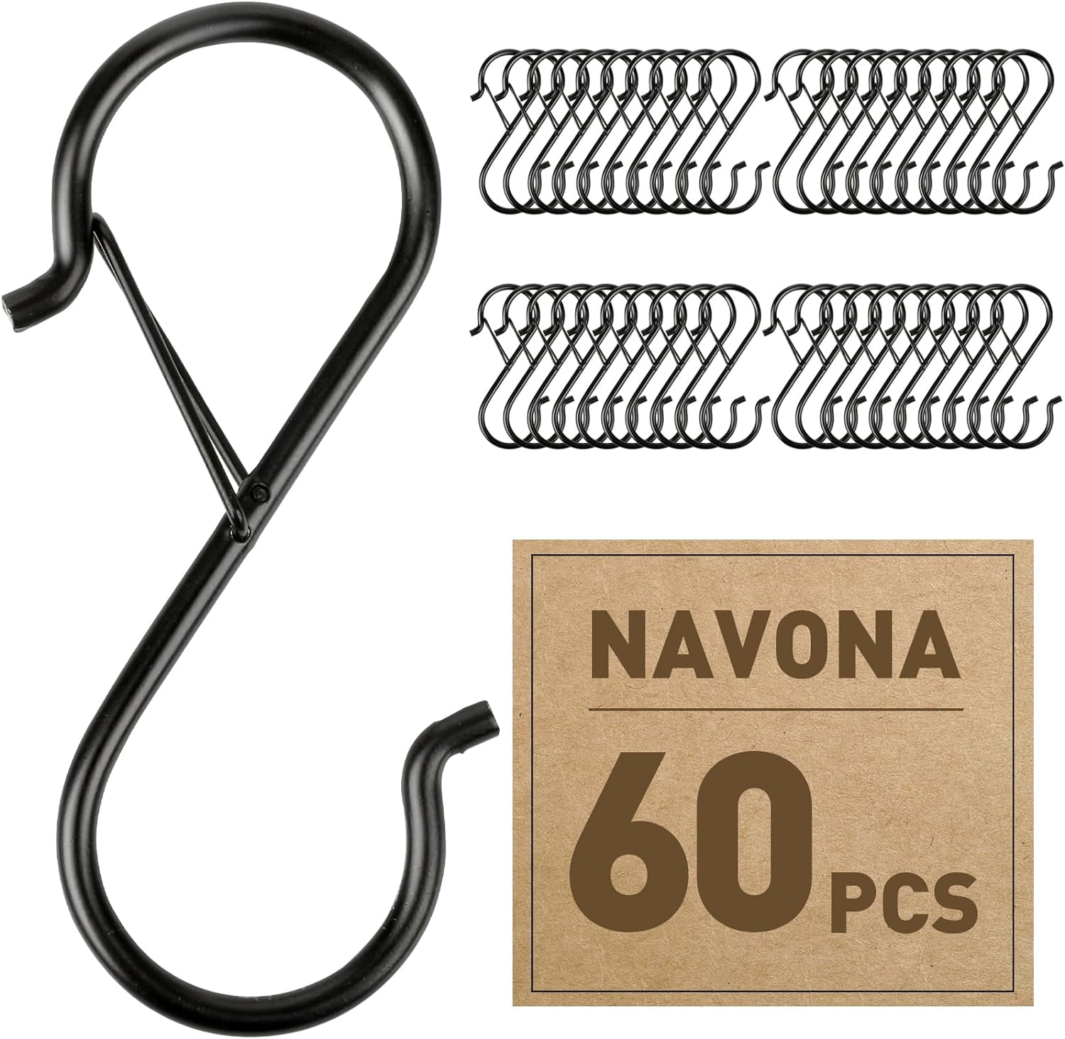 Navona 60 Pcs S Hooks for Hanging Heavy Duty, 3.5-inch Heavy Duty Metal ...