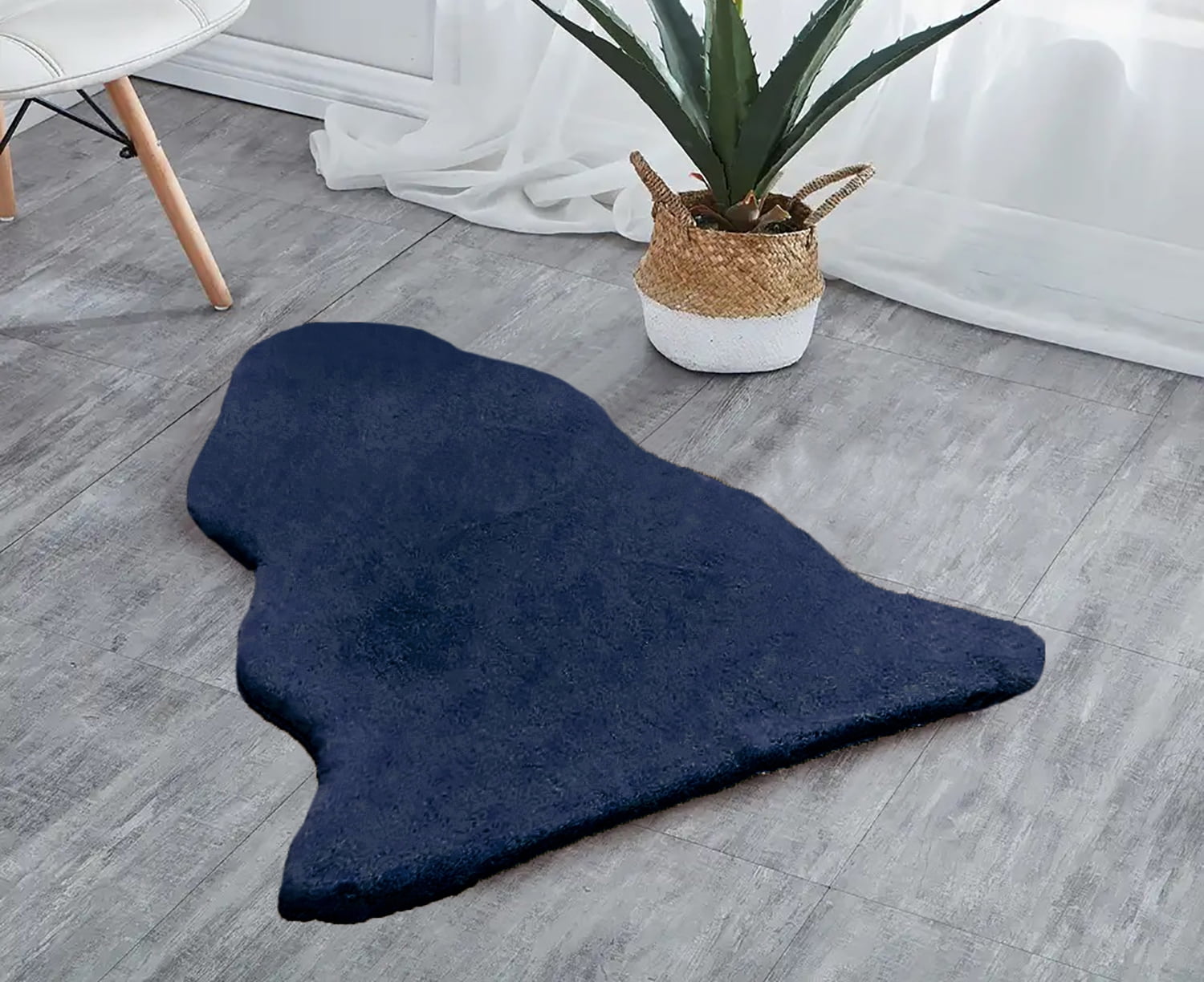 Navy 2x3 Feet Faux Rabbit Fur Fuzzy Soft Fluffy Plush Cozy Shaggy Area ...