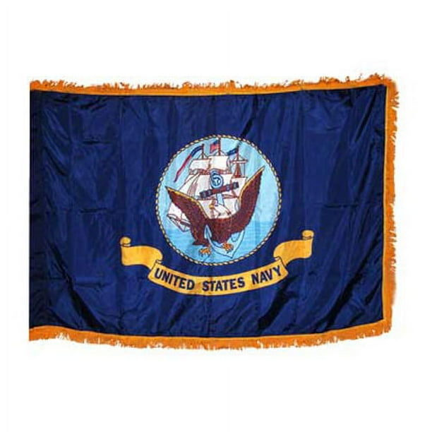 Navy 4x6ft Flag with Indoor Pole Hem and Fringe - Walmart Business Supplies