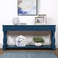 Navy 63 Pine Wood Console Table with 3 Drawers and Shelf for Entryway ...