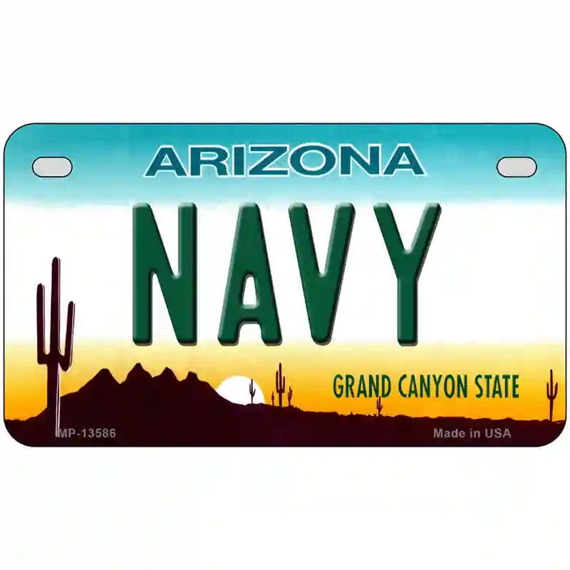 Navy Arizona Novelty Metal License Plate Tag 7" x 4" Motorcycle (MP ...