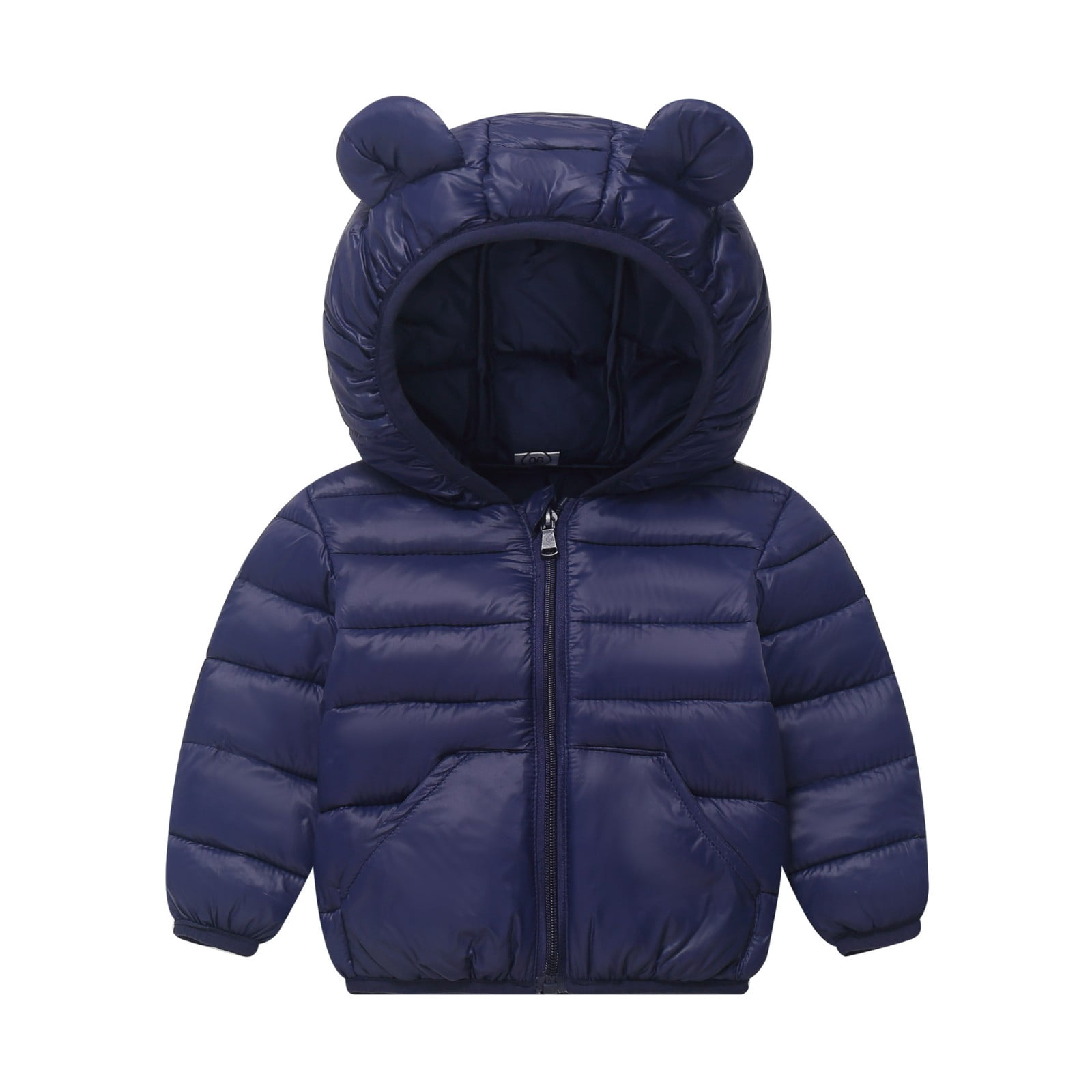 Navy Baby Children Boy Girl Cropped Spandex Puffer Jackets Hoods ...
