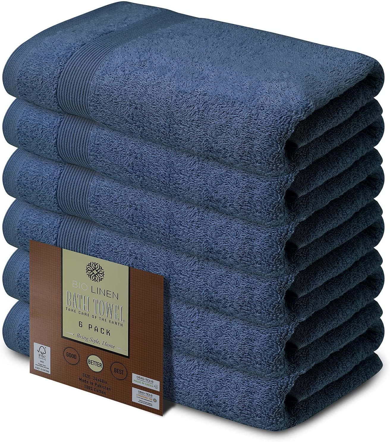 Navy Bath Towels - Pack of 6 | Ultra Soft, Highly Absorbent | 100% ...