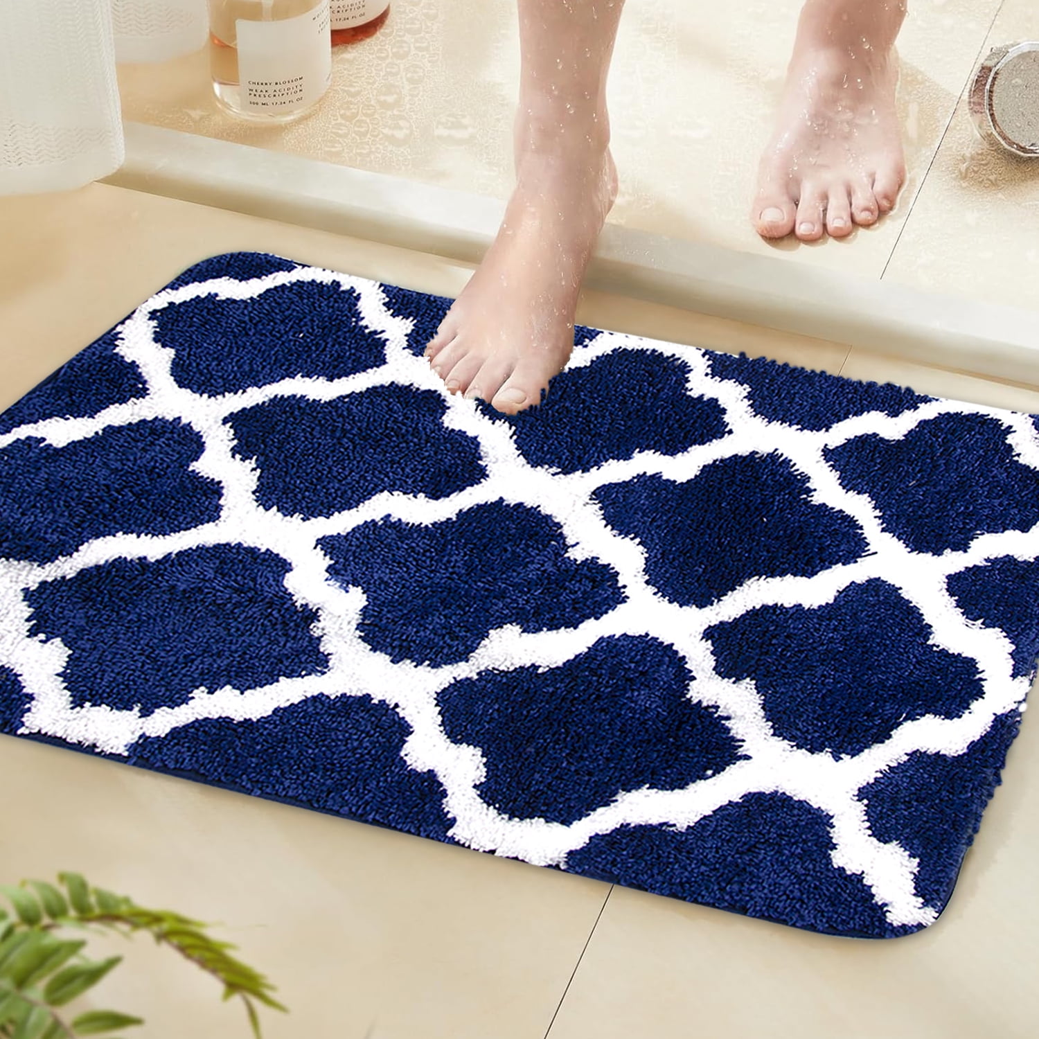 Navy Bathroom Rugs 16" x 24", Thick Soft Bath Mats for Bathroom Non ...
