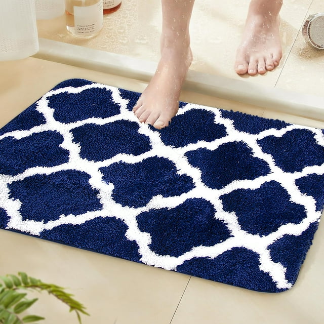 Navy Bathroom Rugs 16" x 24", Thick Soft Bath Mats for Bathroom Non ...