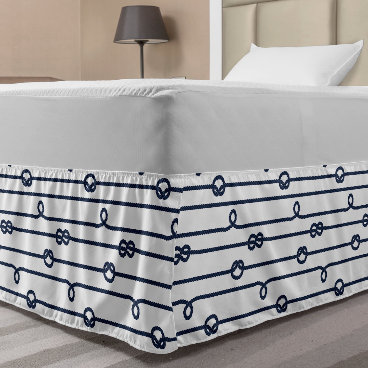 Navy Bed Skirt, Ship Boat Sea Life Rope and Marine Nautical Knots as ...