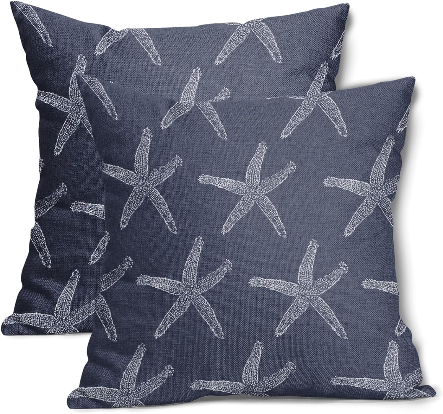 Navy Bllue Starfish Pillow Covers 18X18 Inch Coastal Beach Nautical ...