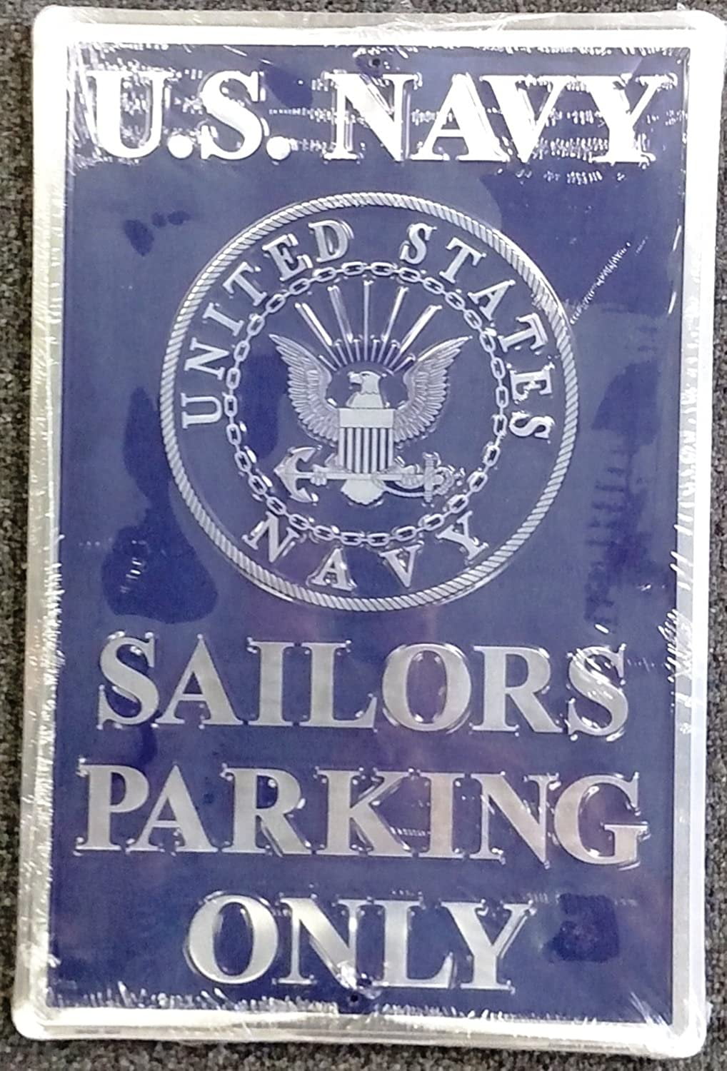 Navy Blue 12"x18" Large Metal Embossed Parking Sign Room Wall US United ...
