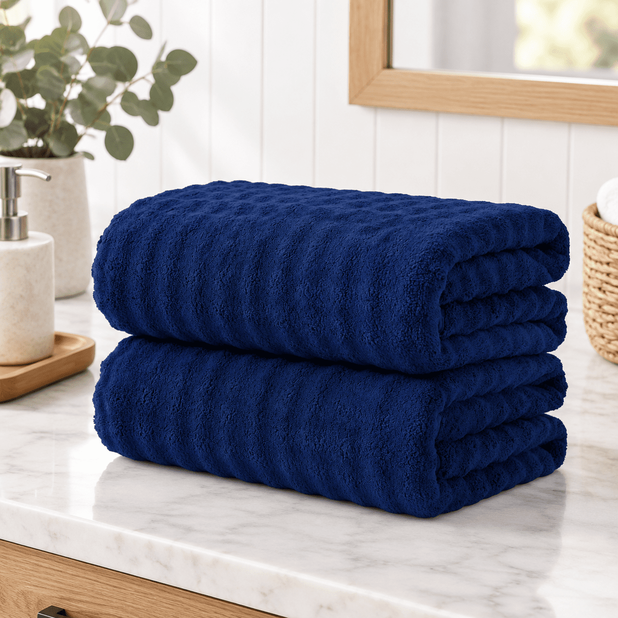 Navy Blue 2 Piece Bath Sheet Extra Large 40x80 Inch Quick Dry Ultra ...