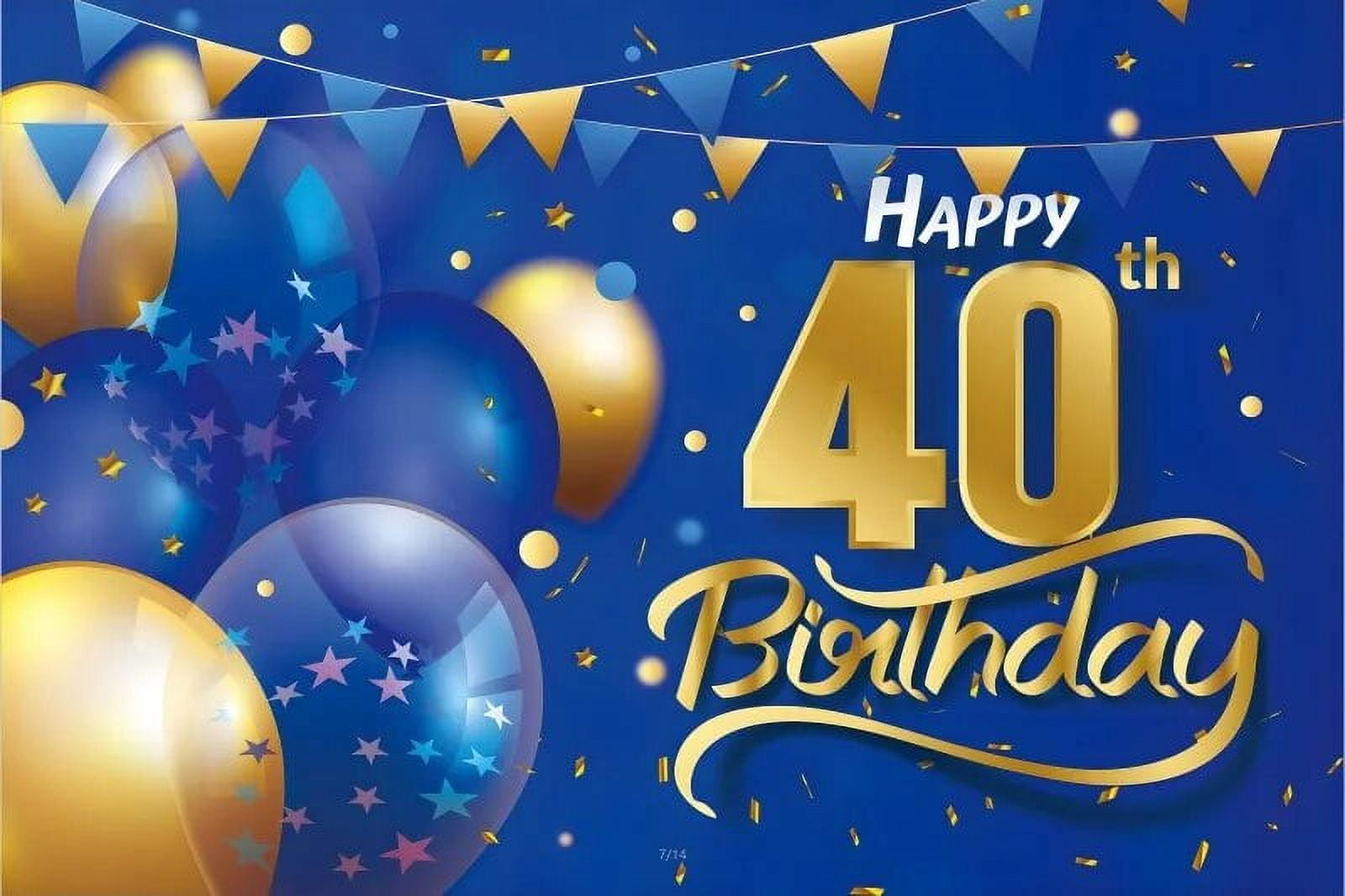 Navy Blue 20th 30th 40th Birthday Backdrop Blue Gold Glittering ...