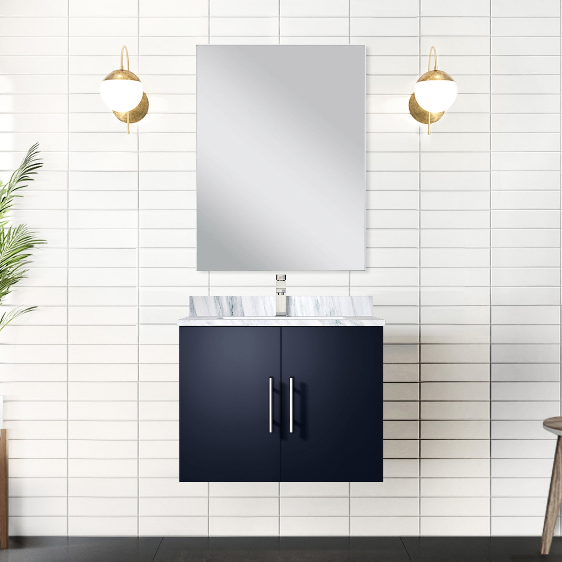 Navy Blue 24 in. Wide Bathroom Vanity / MDF Filler, Durable Surface ...