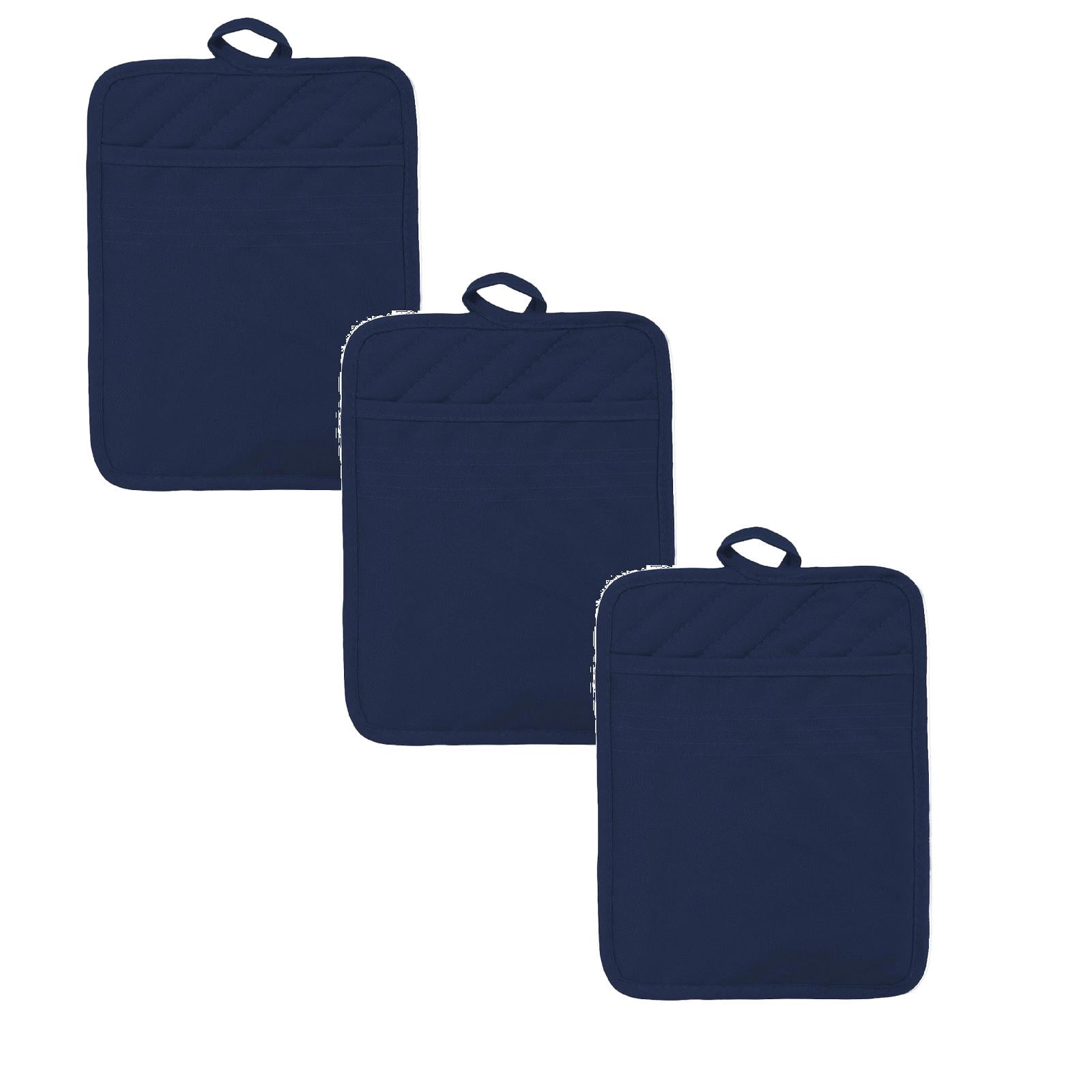 Navy Blue 3-Piece Pot Holder Set – Heat-Defiant Baking Pocket ...