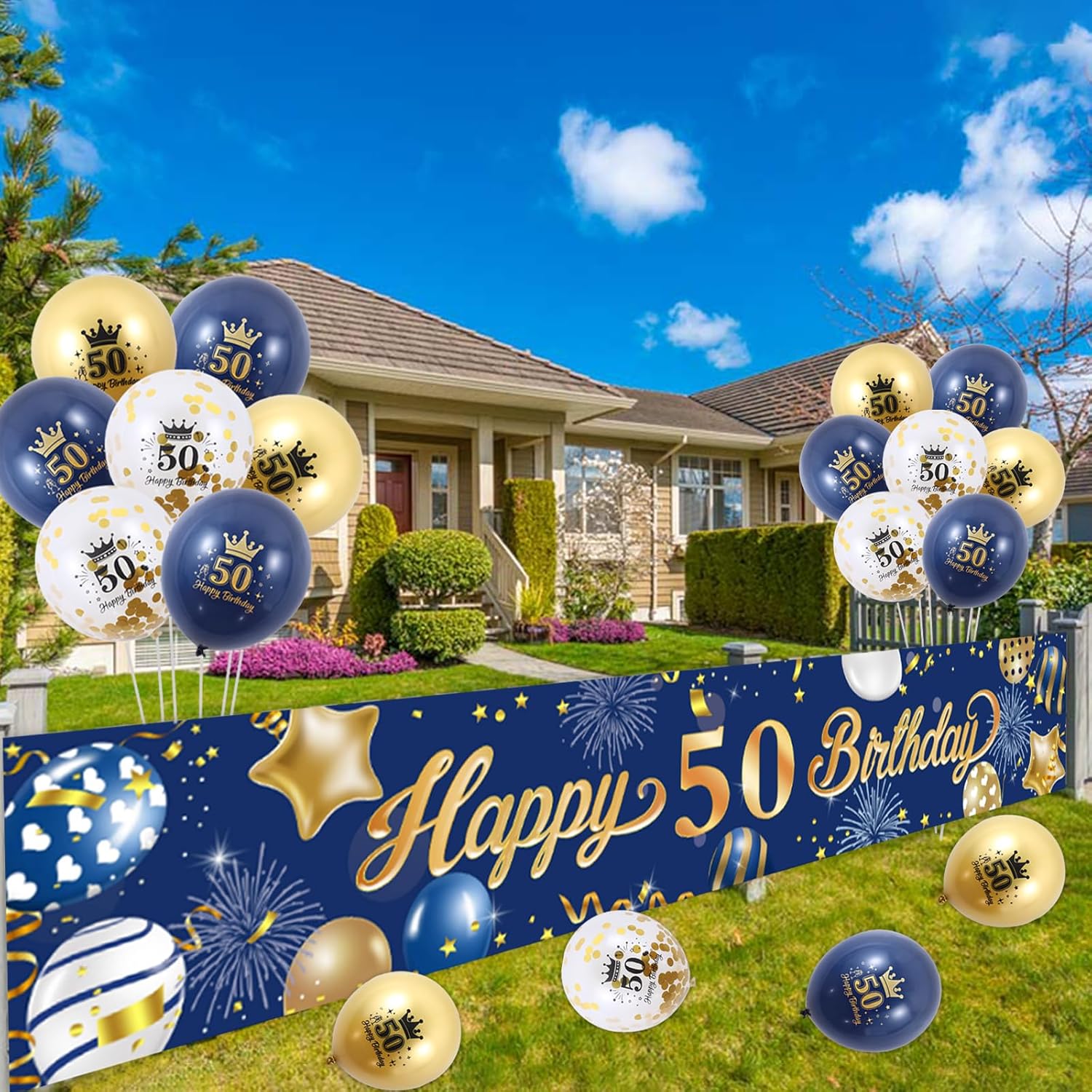 Navy Blue 50th Birthday Decorations Happy 50th Birthday Decorations For