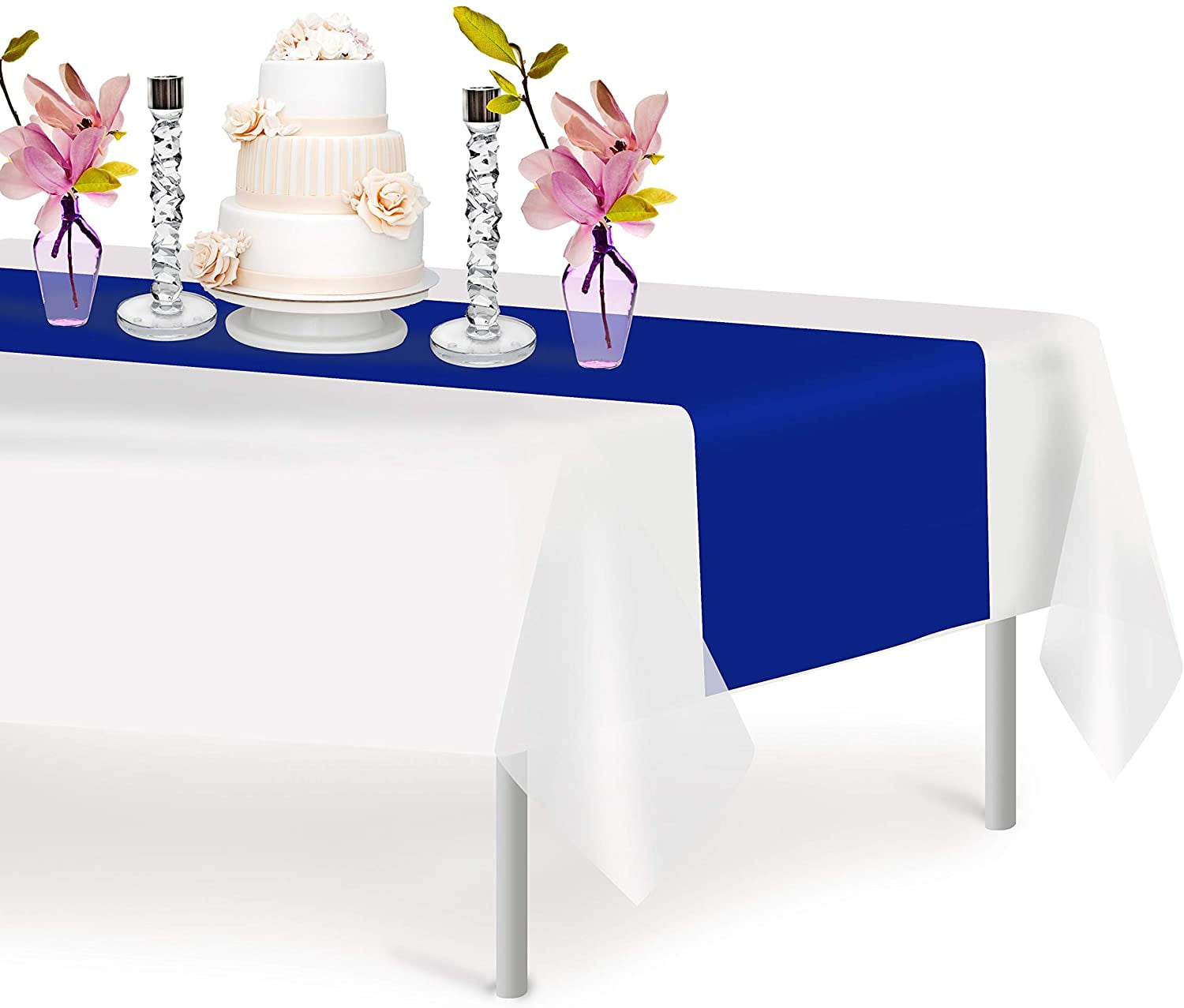 Navy Blue 6 Pack Premium Disposable Plastic Table Runner 14 x 108 Inch ...