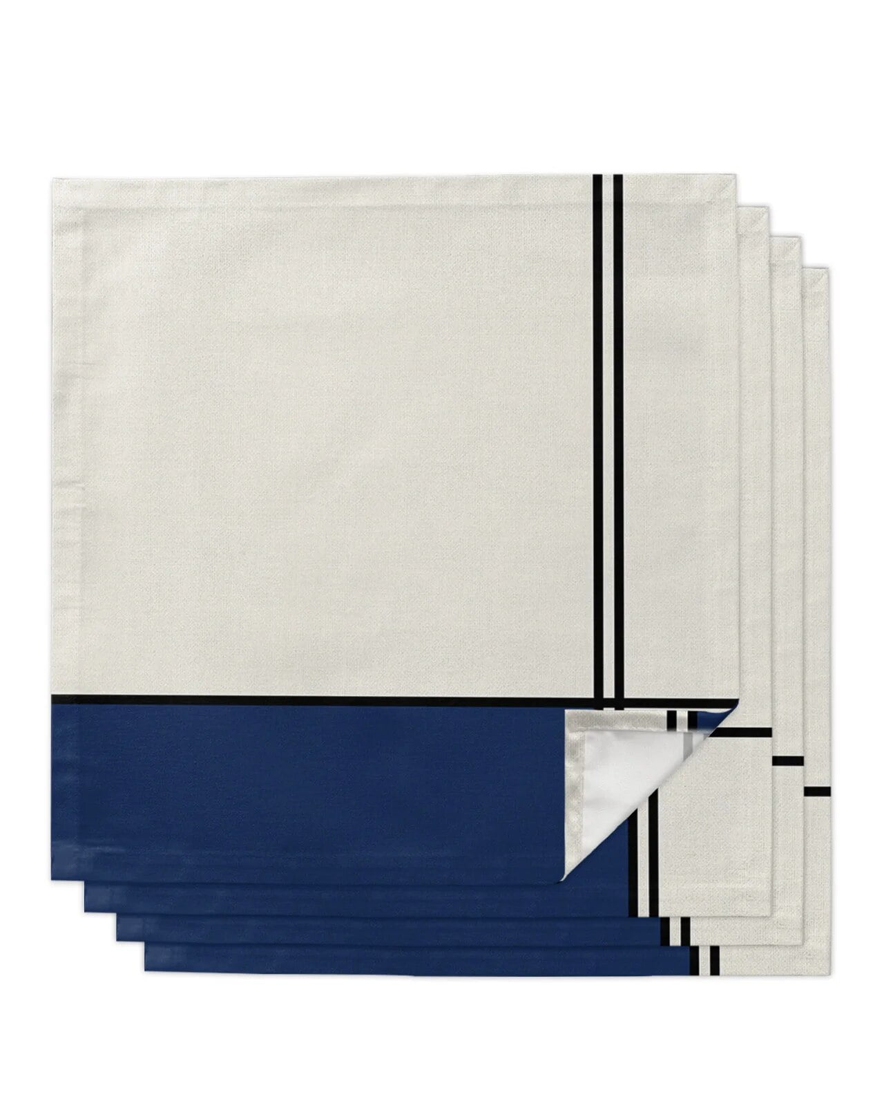 Navy Blue Abstract Geometric Art Table Napkins Cloth Set Kitchen Dinner ...