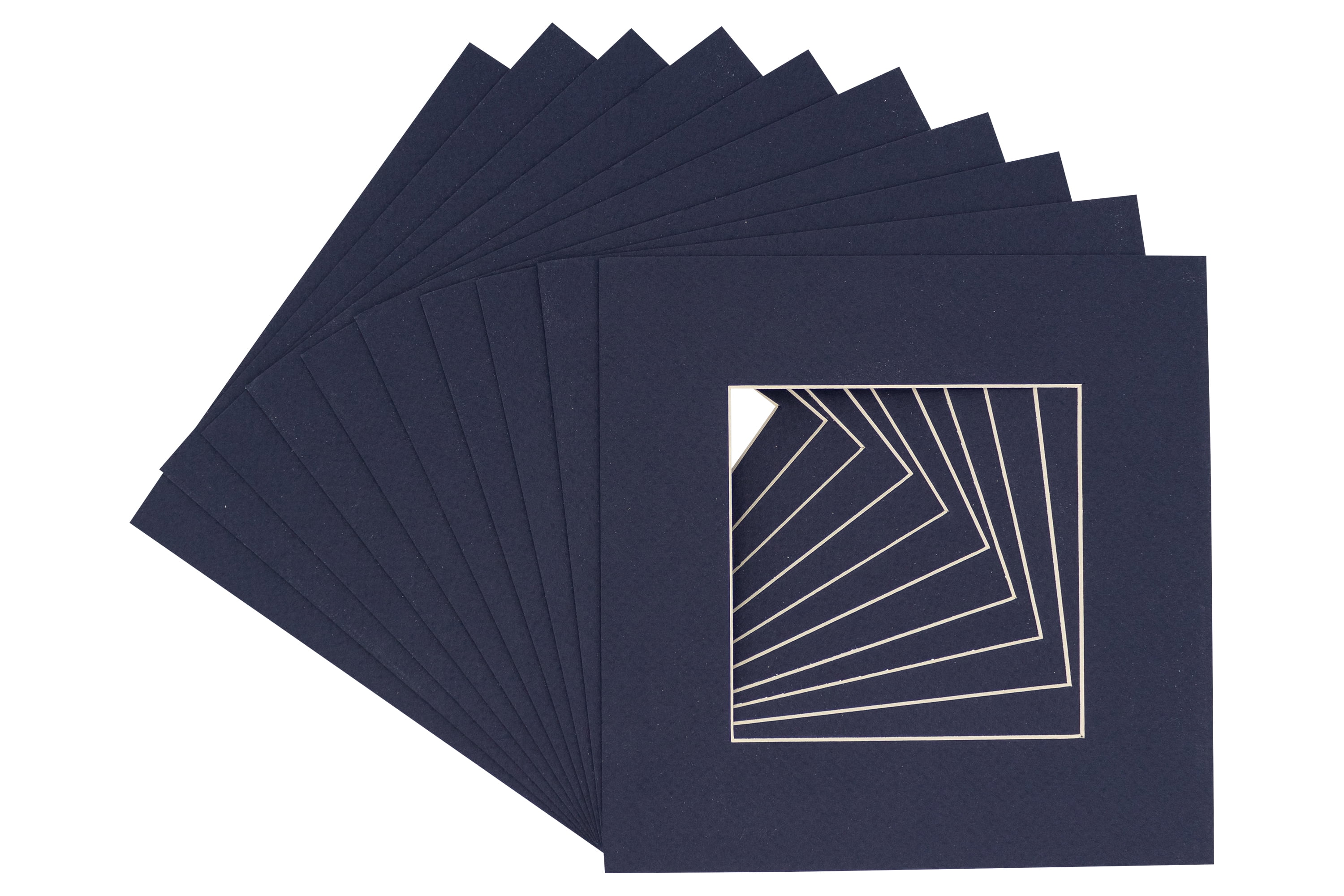 Navy Blue Acid Free 12x12 Picture Frame Mats with White Core Bevel Cut ...