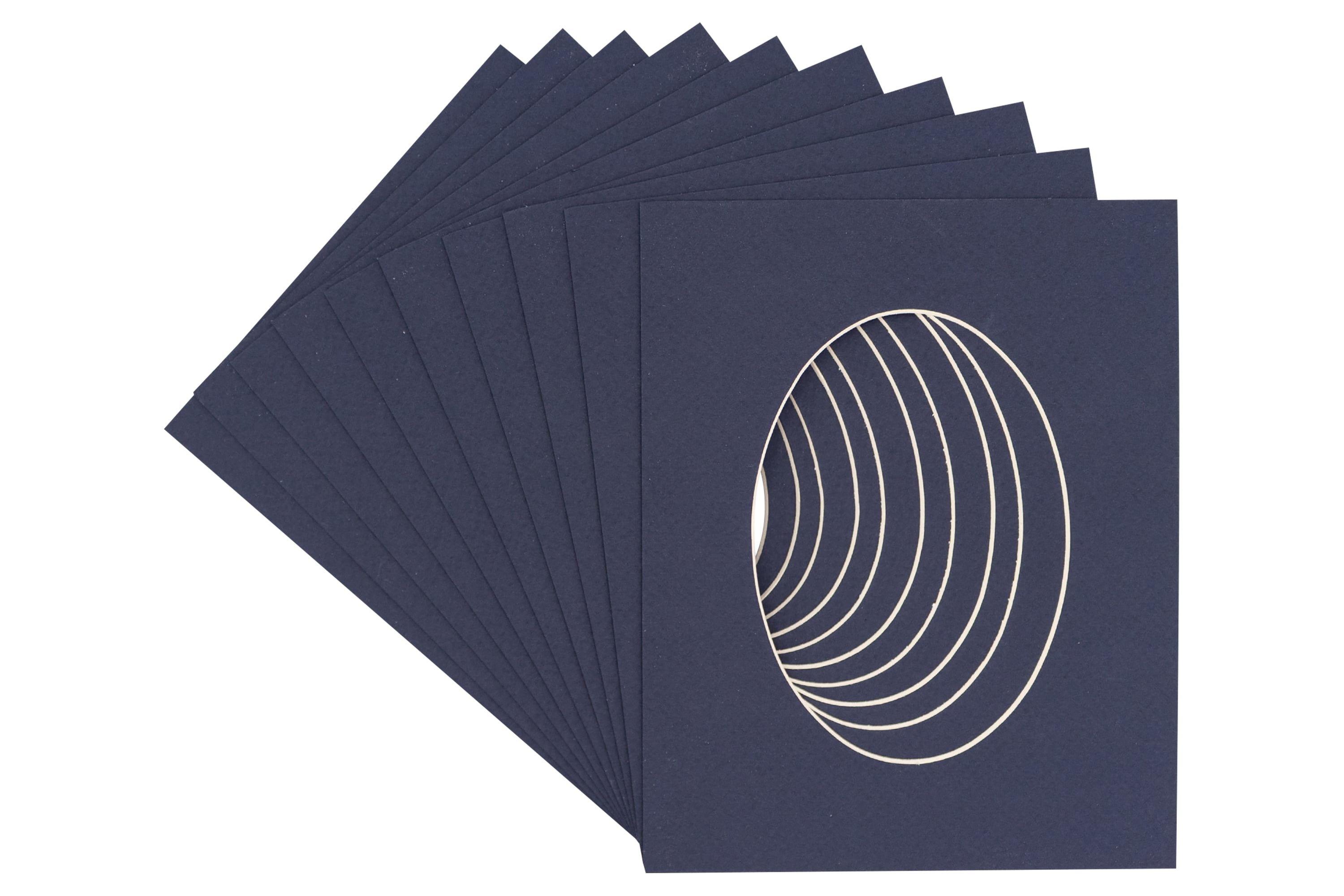 Navy Blue Acid Free 6x7.5 Oval Picture Frame Mat with White Core Bevel ...