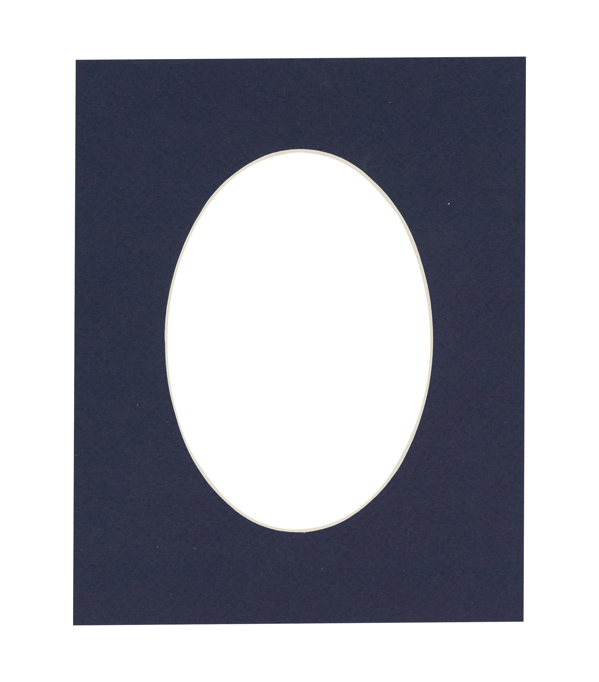 Navy Blue Acid Free 6x7.5 Oval Picture Frame Mat with White Core Bevel ...