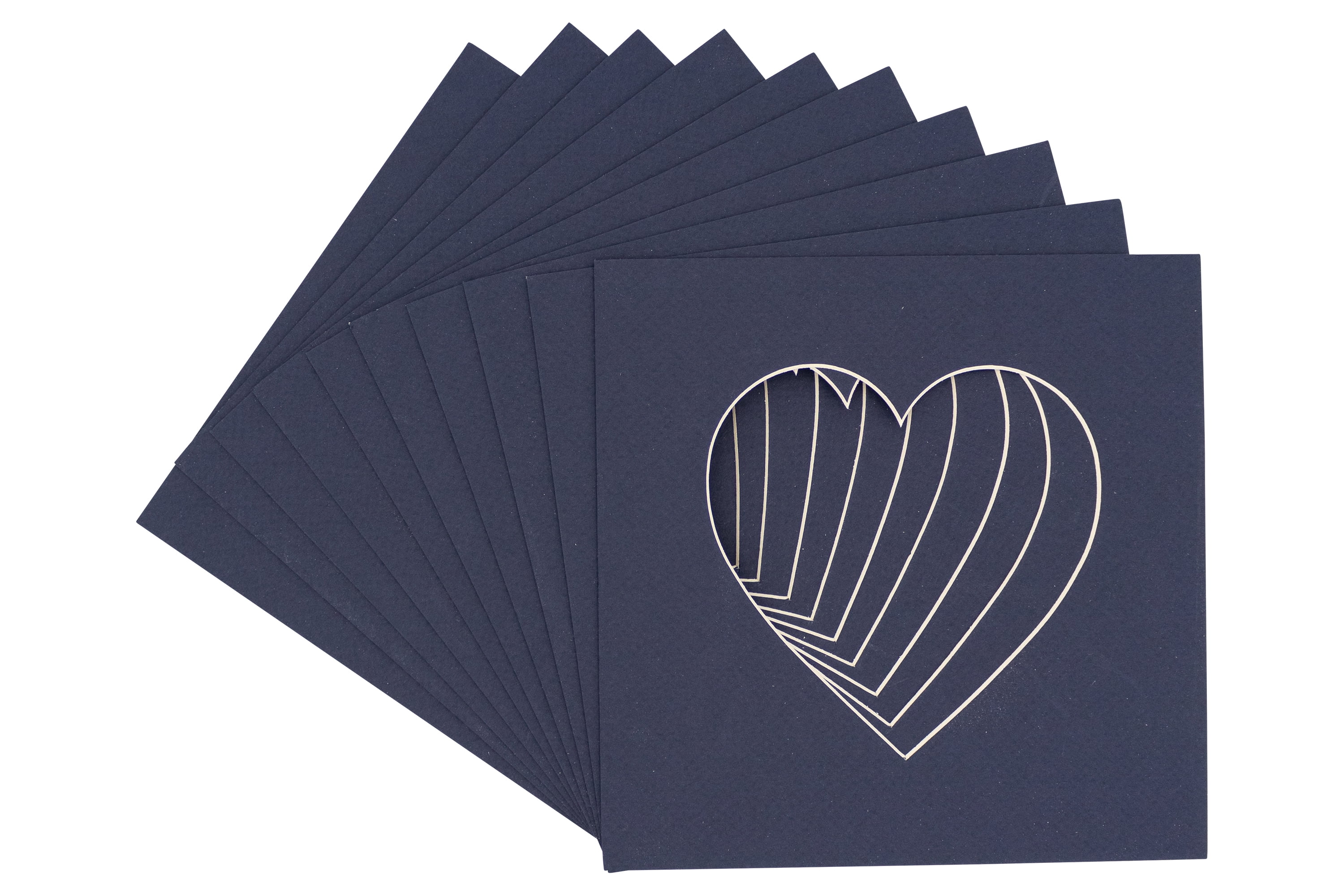 Navy Blue Acid Free 7x7 Heart Picture Frame Mat with White Core Bevel ...