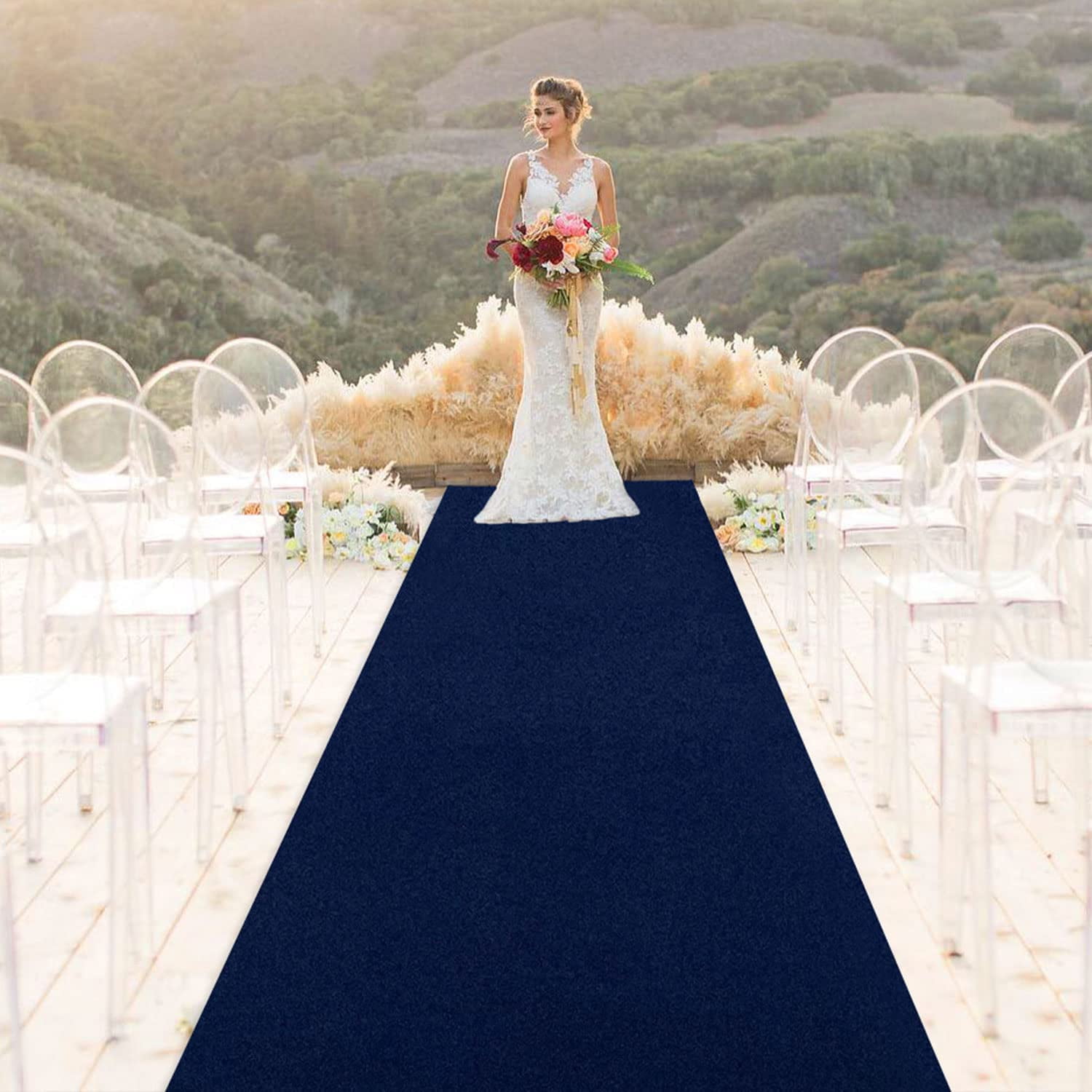 Navy Blue Aisle Decorations for Wedding Ceremony 4FT Wide Aisle Runner ...
