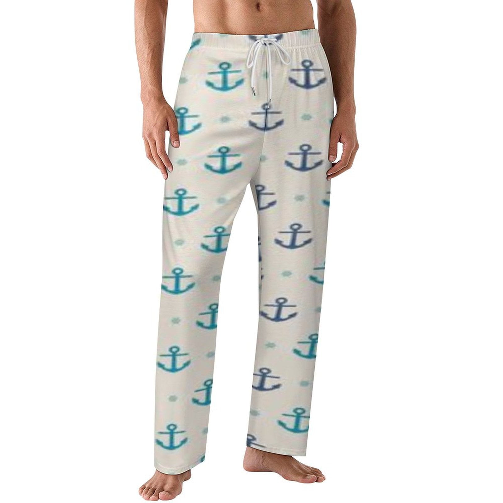 Navy Blue Anchor Mens Pajamas Pajama Pants Mens Sleepwear Lounge Sleep ...